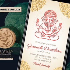 Ganesh Chaturthi Card Ganpati Darshan Invitations , Ganesha Invitations ...