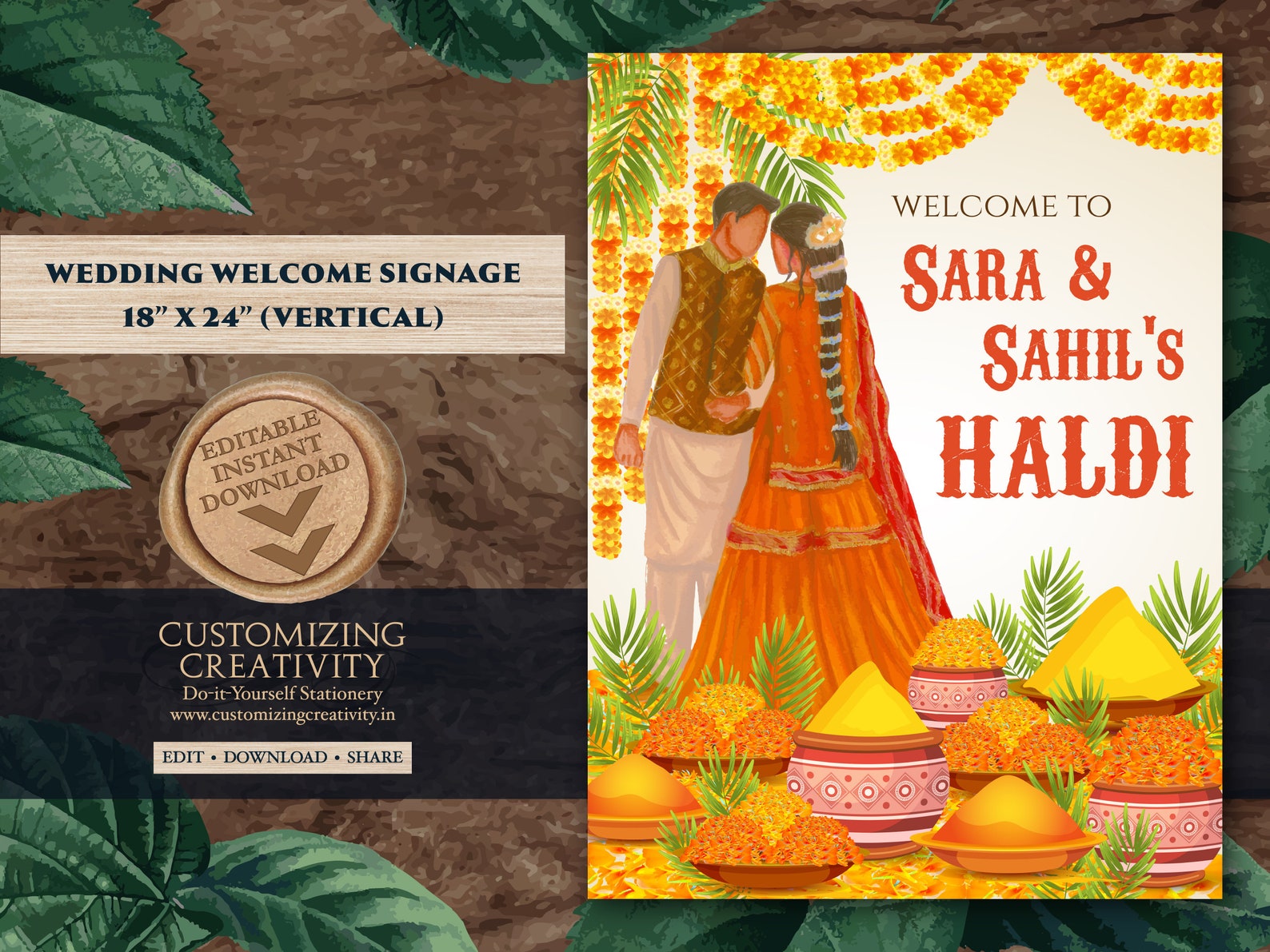 Haldi Posters & Welcome to Haldi Signs Couple Haldi Welcome - Etsy