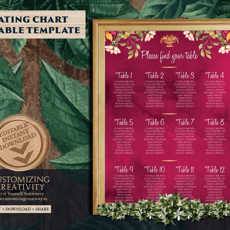 Seating Chart Frame - Etsy