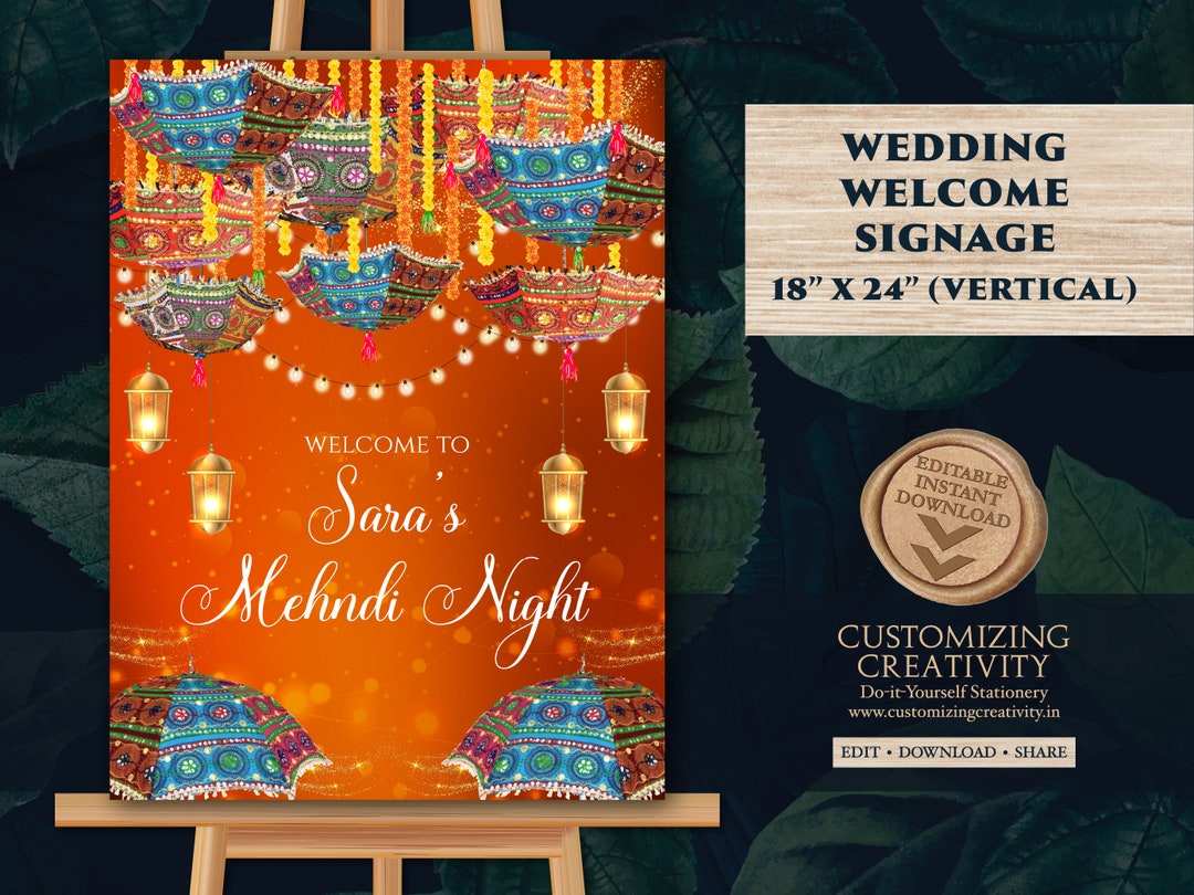 Dholki Sign Mehndi Welcome Sign Decor, Dholki Welcome Sign & Mehendi ...
