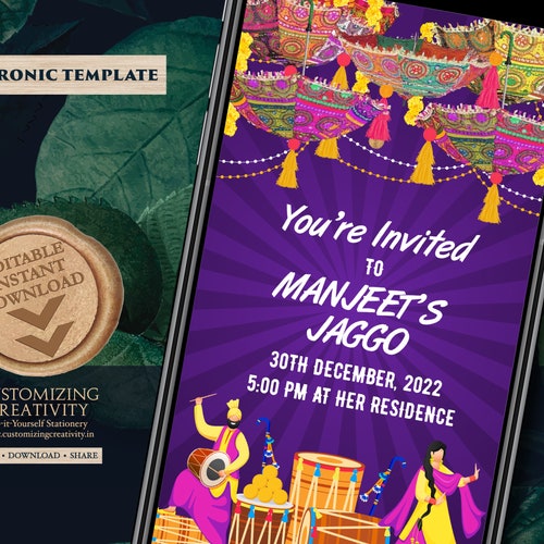 Jago Invitation Digital as Jago Invites Digital Jaggo Cards - Etsy Canada