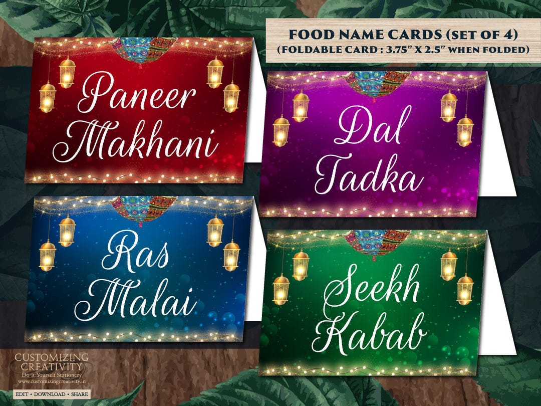 Indian Wedding Food Cards: Mehndi Decor (digital Download) - Etsy