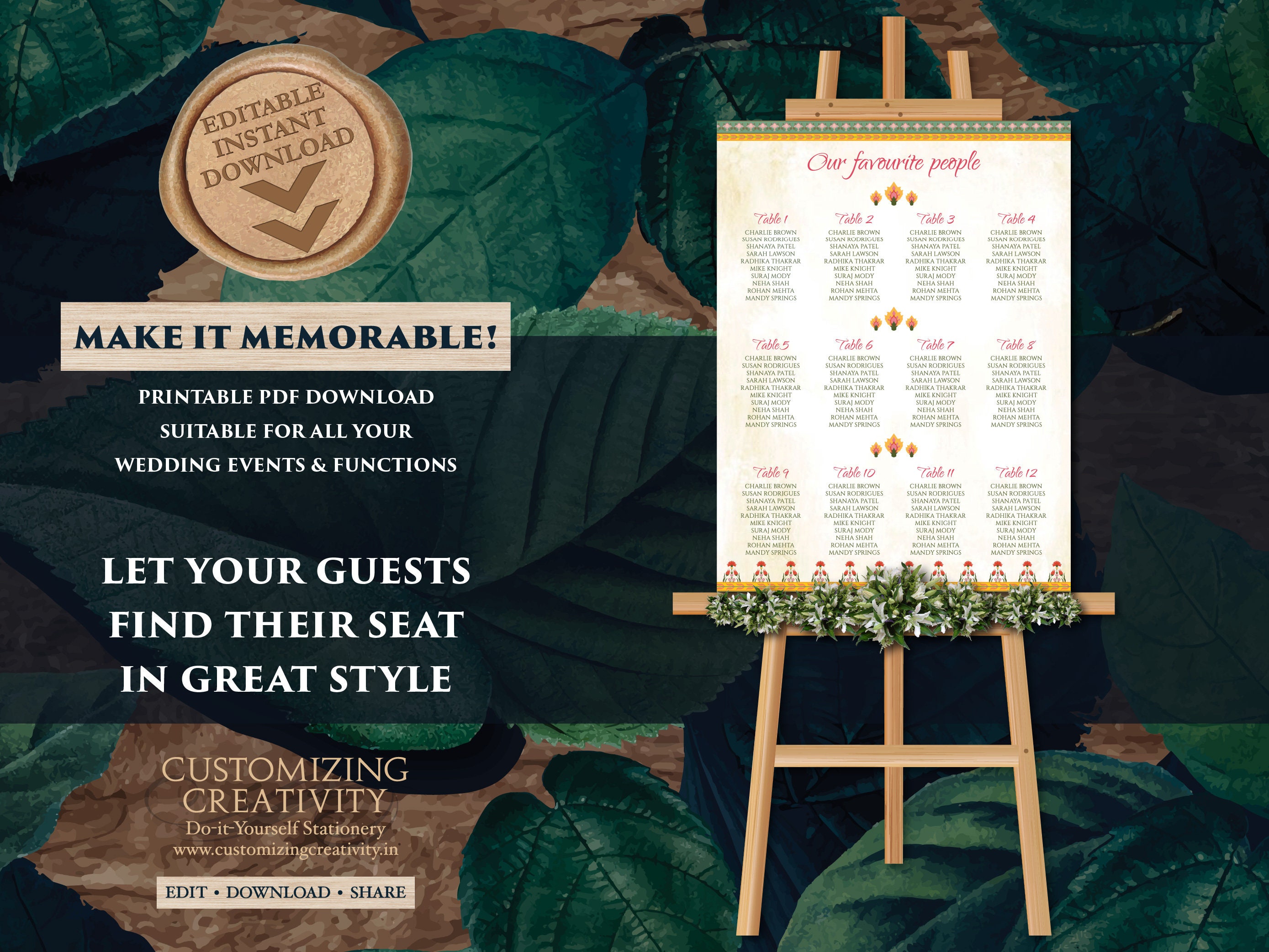 Indian Wedding Welcome Sign as Reception Seating Chart | Etsy