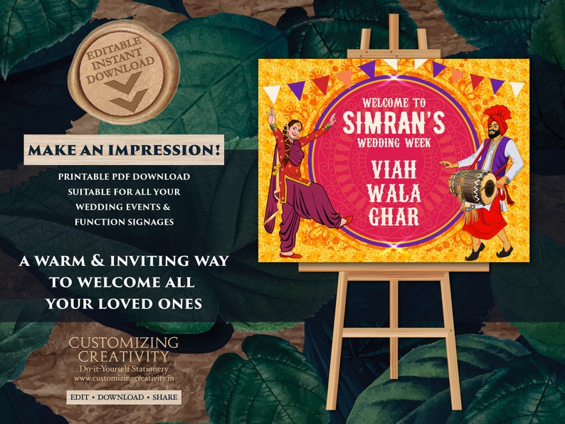 Viah Wala Ghar & Sadi Kuri Da Viah Sign Punjabi Wedding Sign - Etsy