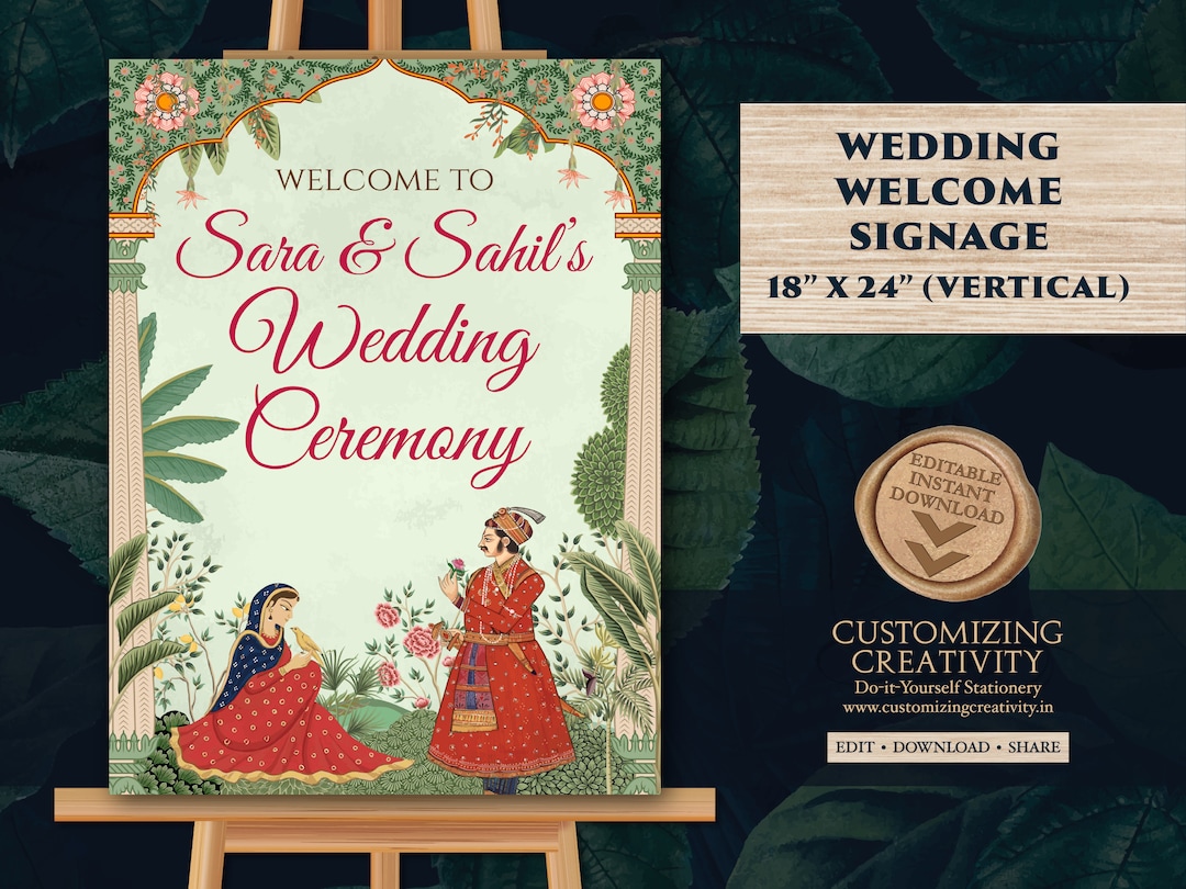Indian Wedding Sign Hindu Welcome Sign, Indian Wedding Welcome Sign ...