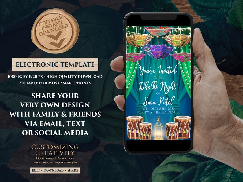Punjabi Dholki Card Digital as Muslim Dholki Invitation - Etsy Canada