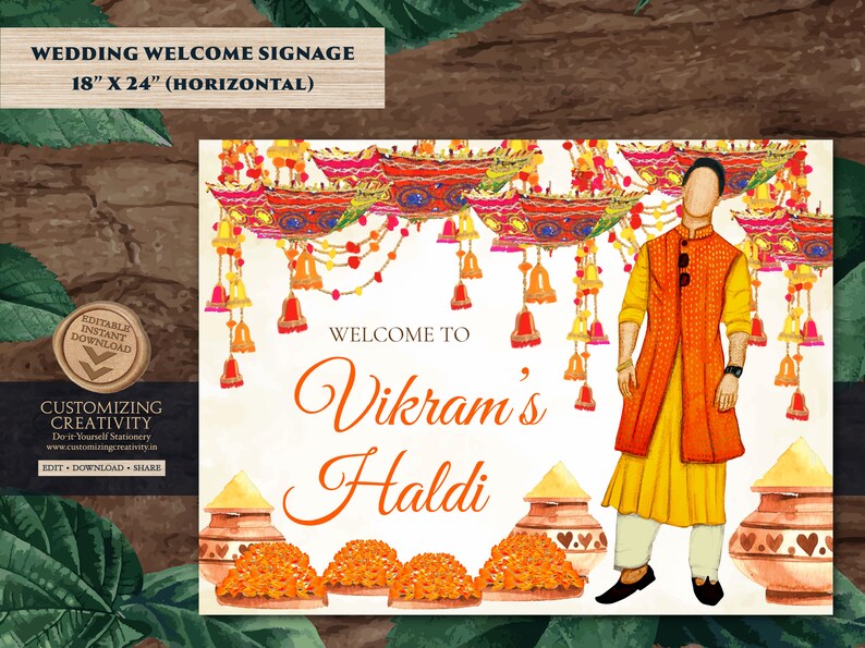 Haldi Posters Boy & Groom Haldi Signs Welcome to Haldi Signs - Etsy