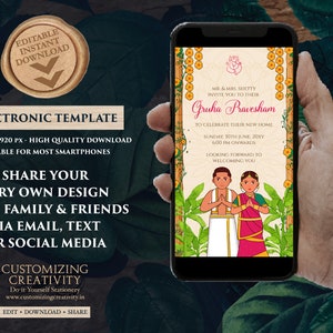 Gruhapravesh Invite Indian Housewarming Invitation, Gruhapravesam ...