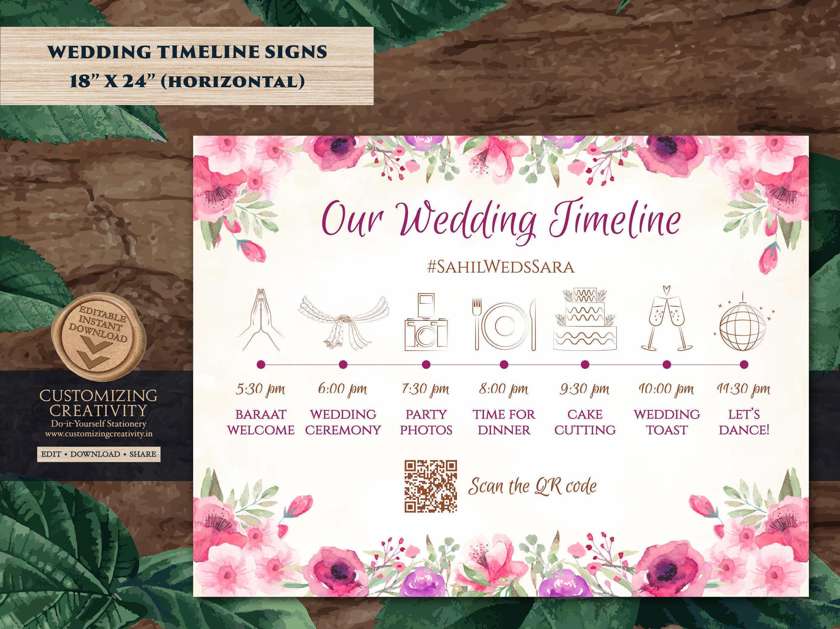 Hindu Wedding Timeline Poster: Indian Wedding Program (digital Download ...