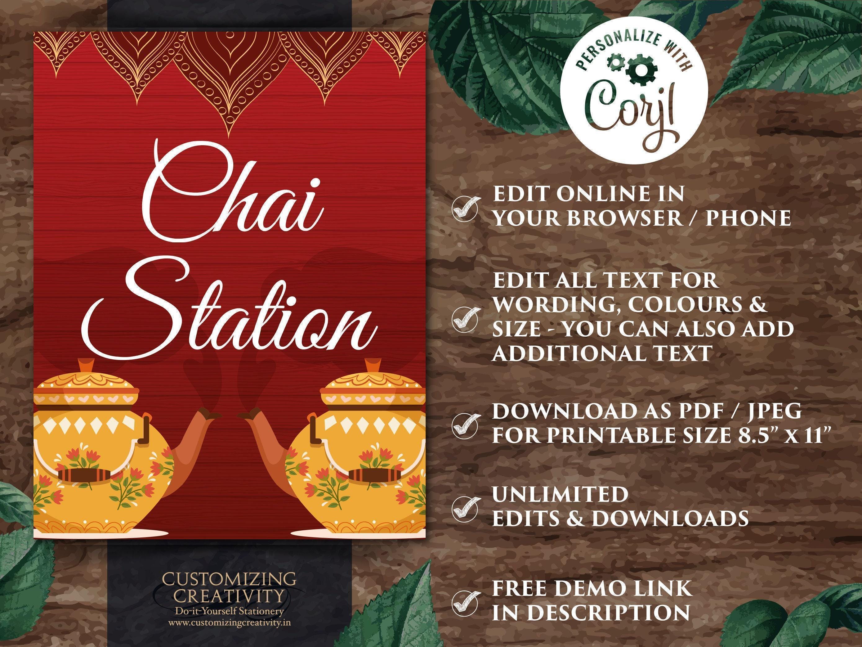 Indian Wedding Chai & Food Station Sign: Mehndi Decor (digital Download ...