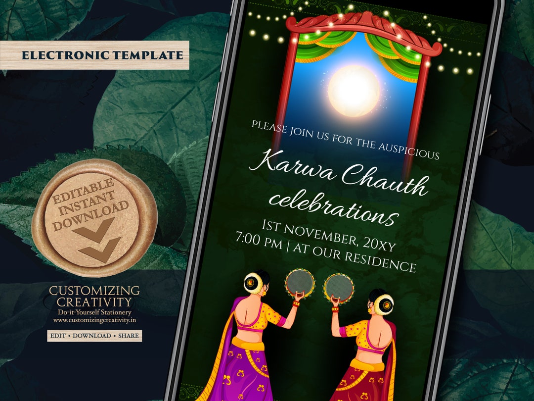 Karwa Chauth Invite Digital Karva Chauth Cards & Digital Karwa Chauth ...