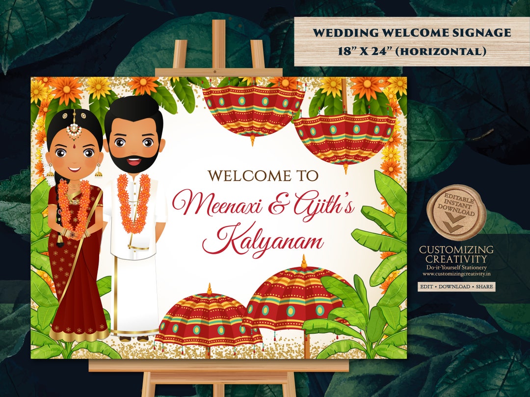 South Indian Tamil Welcome Sign Telugu Wedding Sign, Welcome to ...