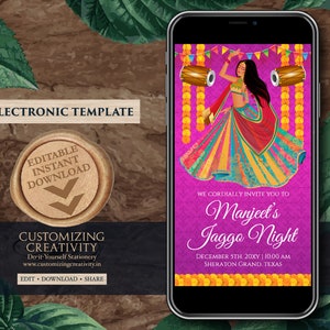 Digital Jaggo Cards Jaggo Night Invites, Jaggo Wedding Invite as Jaggo ...