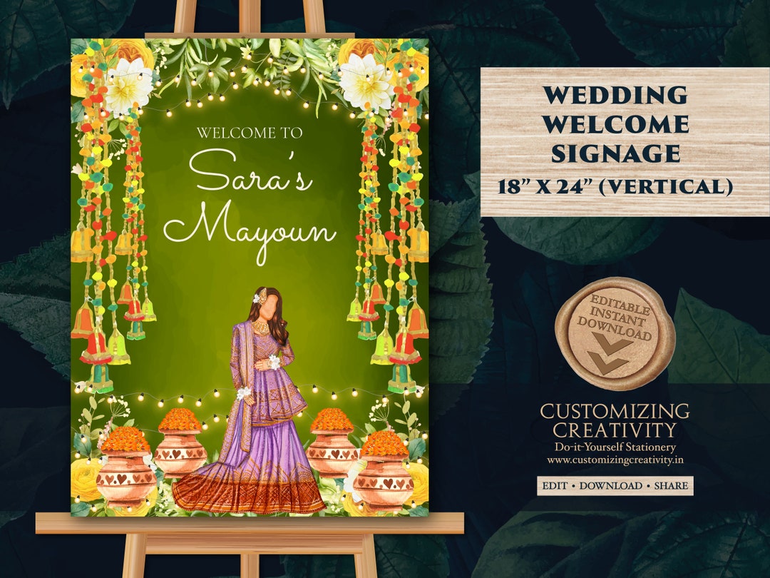 Mayoon Welcome Signs as Mehndi Welcome Sign, Mayoun Signs as Mayoon ...