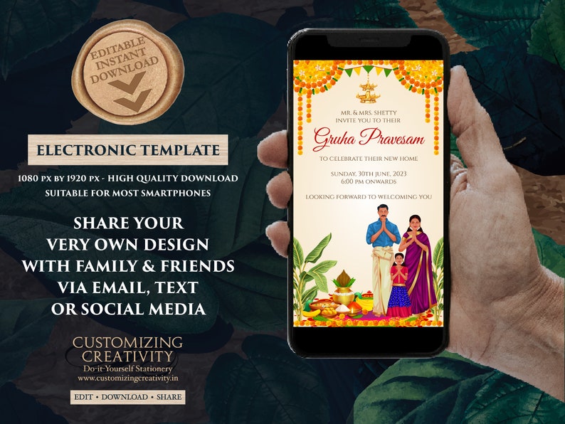 Gruhapravesam Invite Griha Pravesh Invitation Housewarming - Etsy