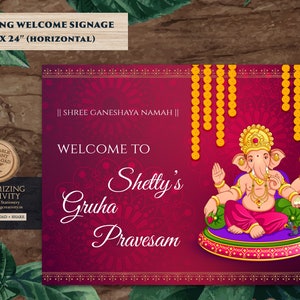 Welcome Ganesh Puja Signs & Gruhapravesam Sign, Indian Housewarming ...