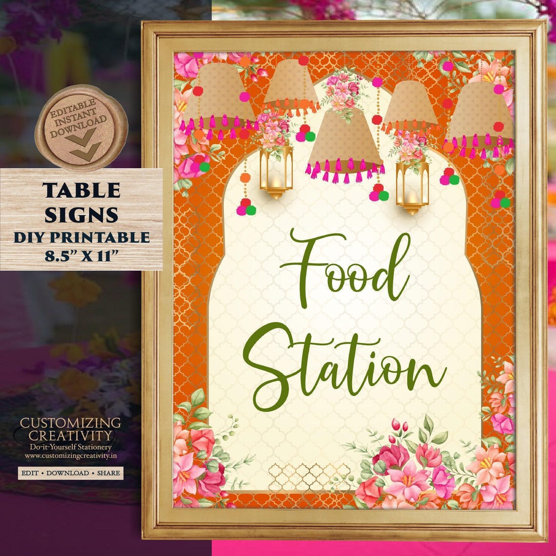 Indian Wedding Food Station Sign: Mehndi Decor (digital Download) - Etsy