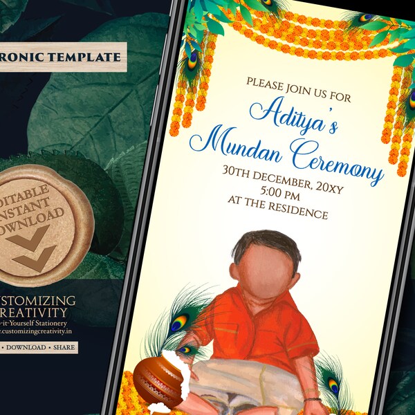 Indian Cradle Ceremony Invitation Template - Etsy