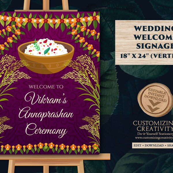 Rice Feeding Ceremony Invitation Template - Etsy