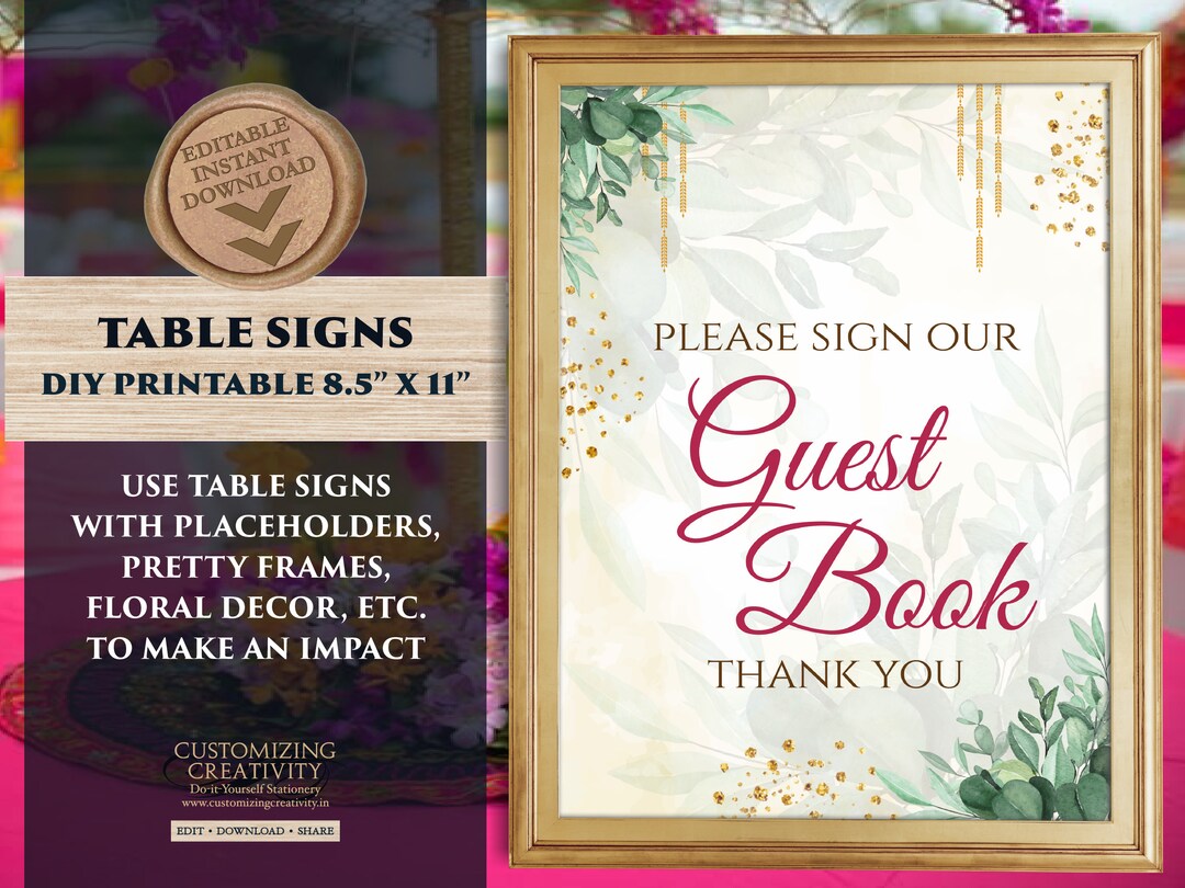 Indian Photobook Table Sign Guestbook & Guestbook Sign Indian Wedding ...