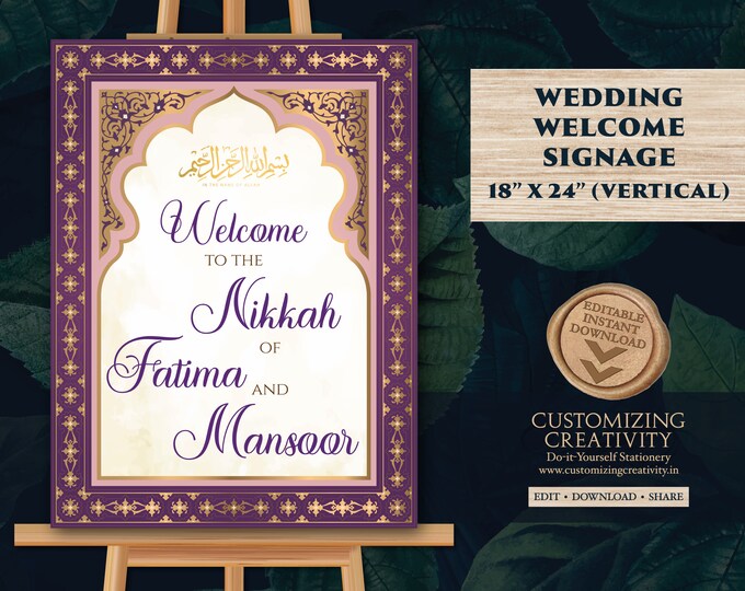 Nikkah Signages, Muslim Wedding Sign as Nikah Welcome Sign, Muslim ...