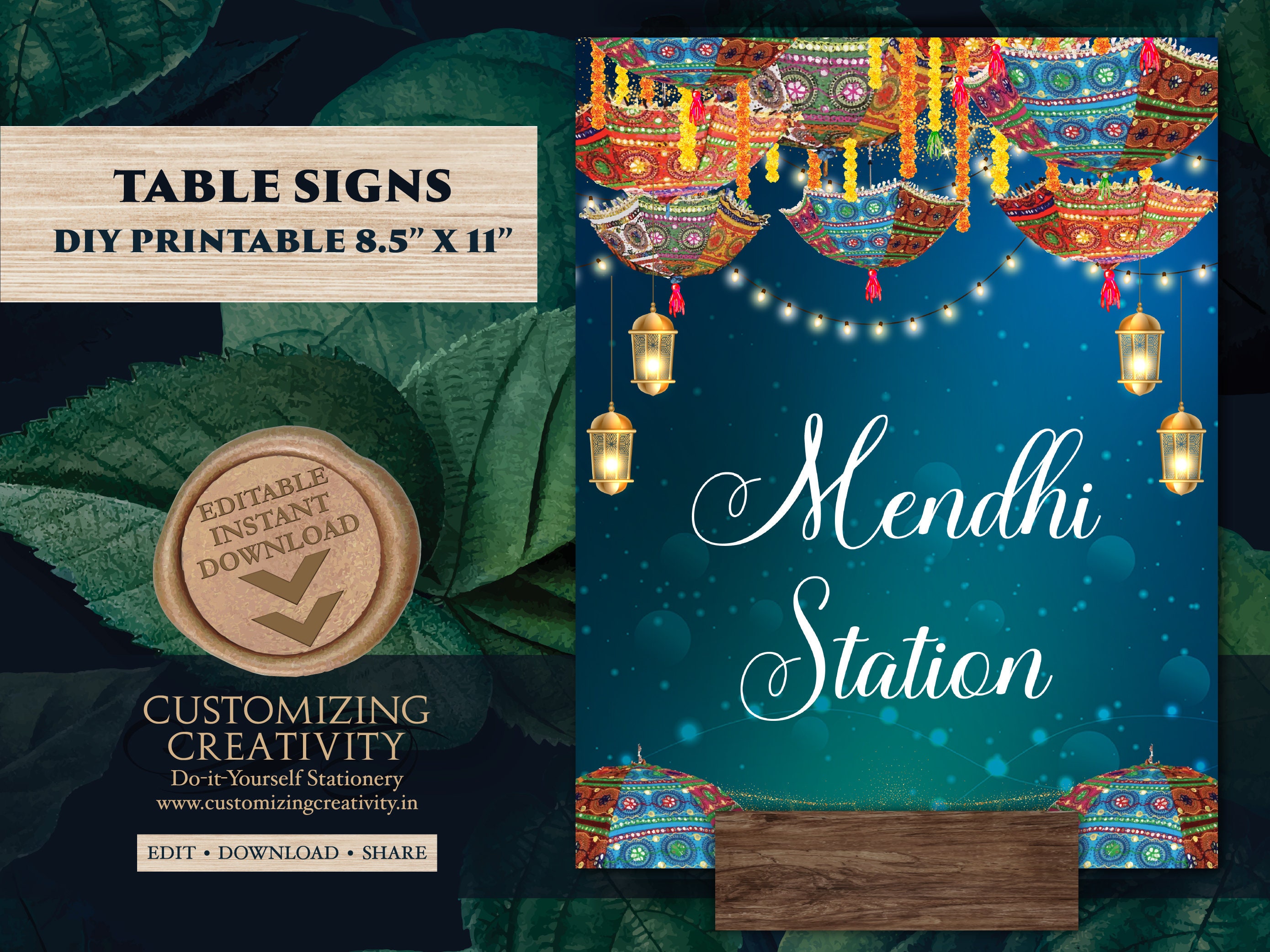 Henna Station Sign Mehndi Station Sign Dholki Decoration & - Etsy UK