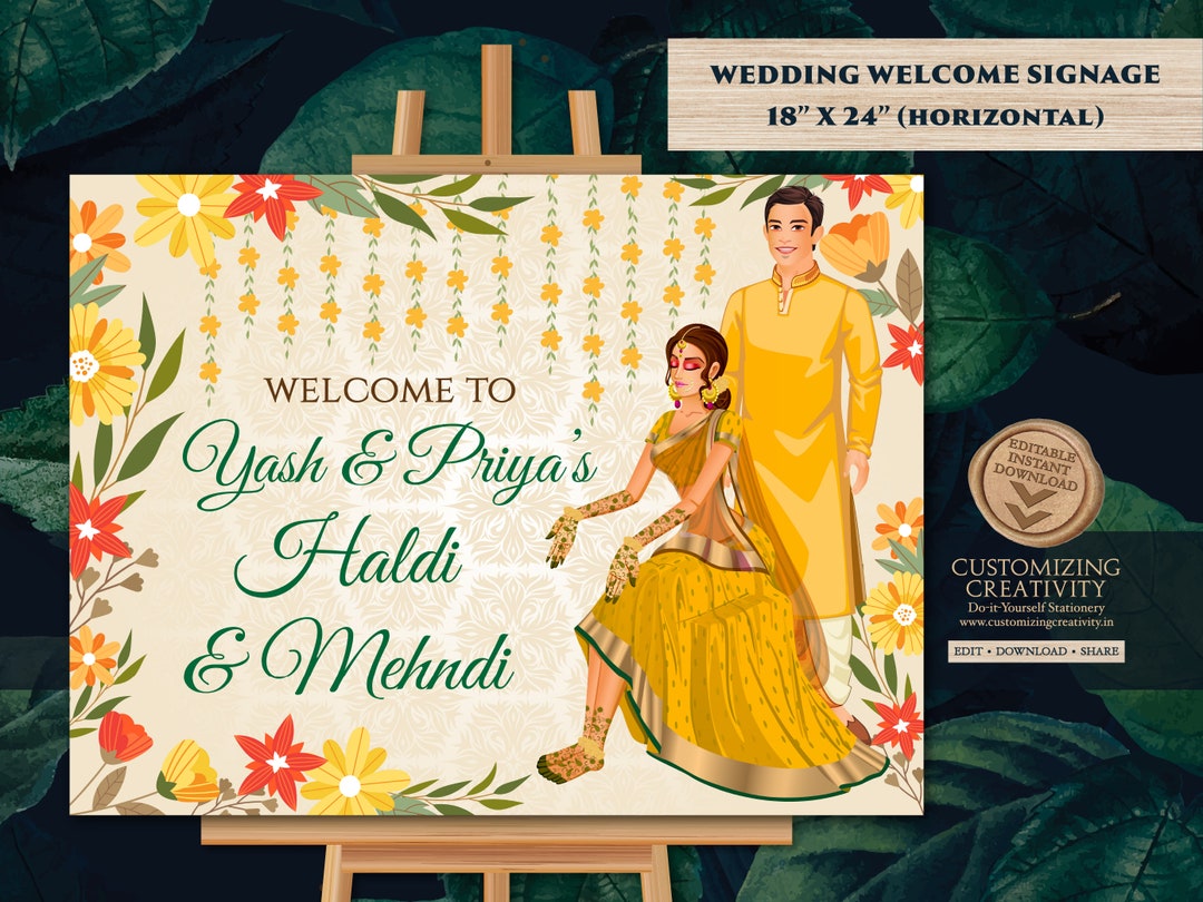 Haldi Poster Welcome to Haldi Sign & Welcome Haldi Sign as Wedding ...