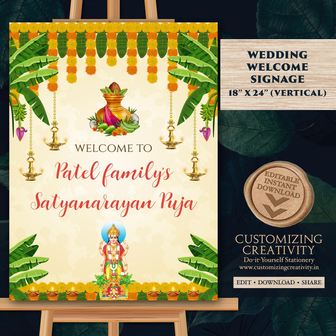 Satyanarayan Katha Welcome Sign Indian Pooja Signs, Satyanarayan Pooja ...