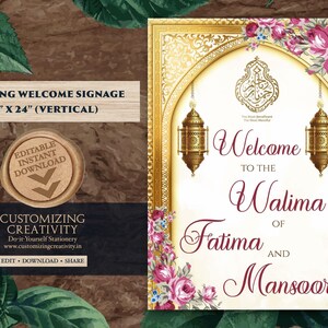 Floral Walima Welcome Sign: Muslim Wedding Decor (18x24" PDF) - Etsy