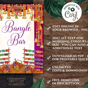 Bangle Bar Signs Desi Wedding Decor, Bangle Decoration & Henna Station ...