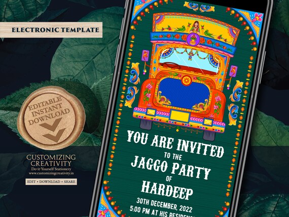 Jago Party Invite & Bollywood Party Invite Digital Jaggo - Etsy