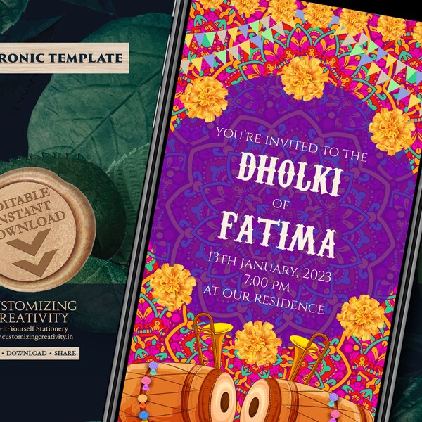 Dholki Invites Card - Etsy