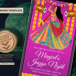 Digital Jaggo Cards Jaggo Night Invites, Jaggo Wedding Invite as Jaggo ...