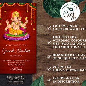 Ganesh Chaturthi Card Ganesha Invitations Ganpati Darshan - Etsy