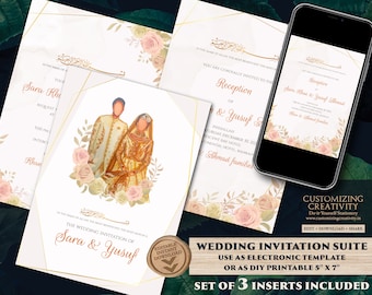 Islamic Wedding Card,muslim Invitations,nikkah Invitation,arabic ...