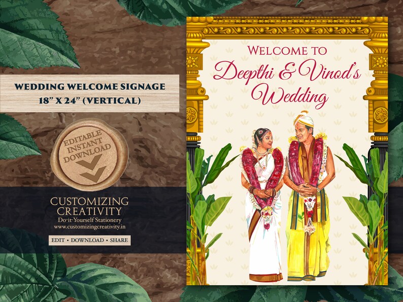 Welcome Tamil Wedding Signs as South Indian Wedding Signs | Etsy