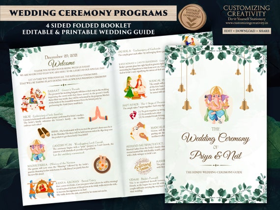 Hindu Wedding Program & Indian Wedding Program Gujarati - Etsy