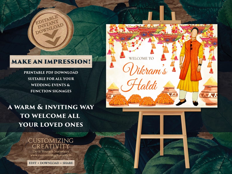 Haldi Posters Boy & Groom Haldi Signs Welcome to Haldi Signs - Etsy