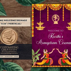 Arangetram Welcome Sign: Bharatnatyam Dance Recital (digital Download ...