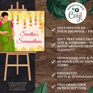 Seemantham Welcome Sign Sreemantham Sign & Indian Baby Shower Welcome ...