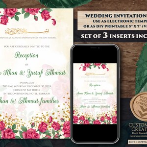 Digital Islamic Walima Card Muslim Invitations, Nikkah Invite Arabic ...