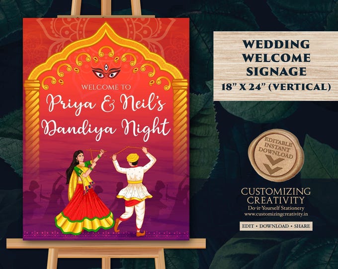 Garba Welcome Poster as Garba Welcome Signs, Garba Celebrations Posters ...