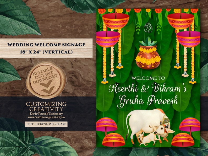 Buy Griha Pravesh Sign as Gruha Pravesam Sign Housewarming Board Online ...