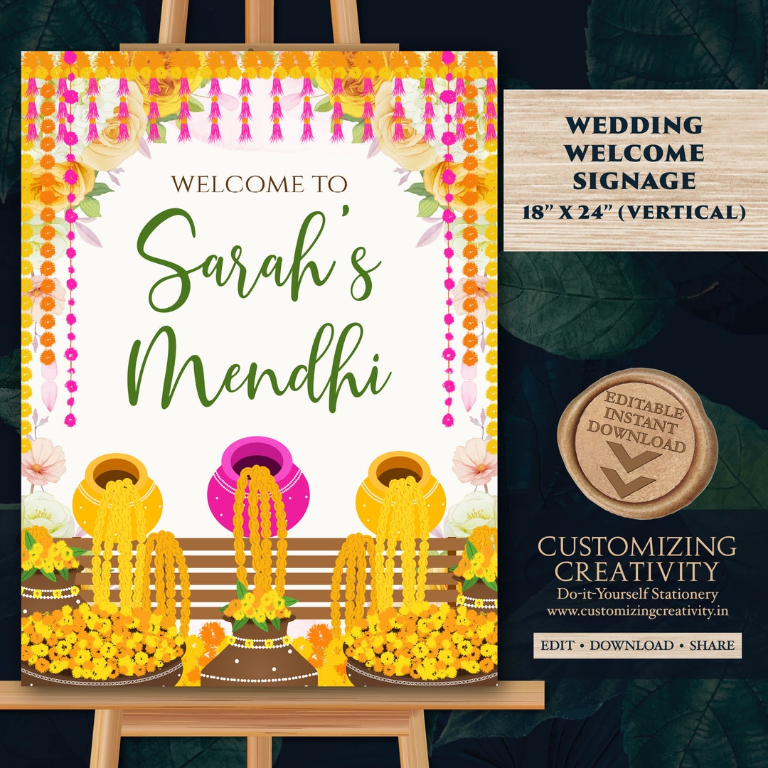 Mehndi Welcome Sign as Mehendi Signs, Mehndi Posters & Mehendi Welcome ...
