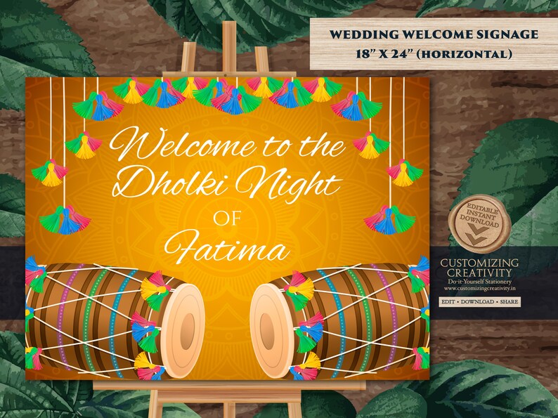 Dholki Night Signs as Welcome Dholki Signs Muslim Dholki - Etsy