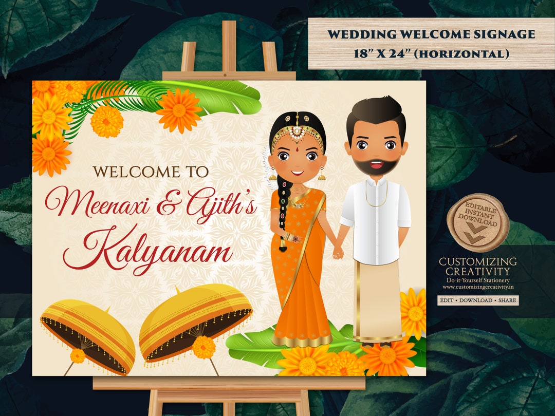 South Indian Wedding Welcome Signs Kalyanam as Tamil Welcome Sign ...