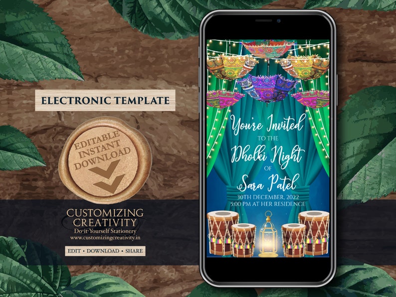 Punjabi Dholki Card Digital as Muslim Dholki Invitation - Etsy Canada