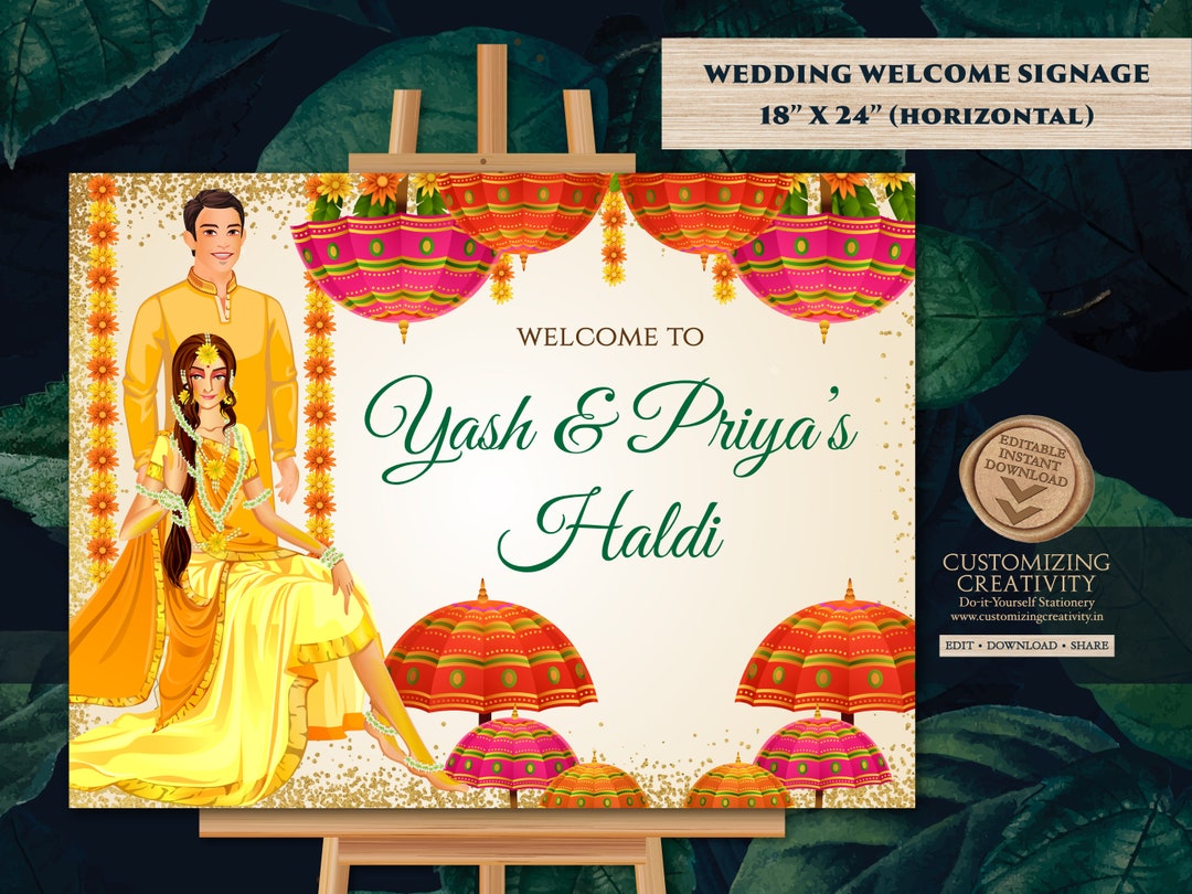 Haldi Welcome Decor Haldi Poster, Welcome to Haldi Signs & Welcome ...