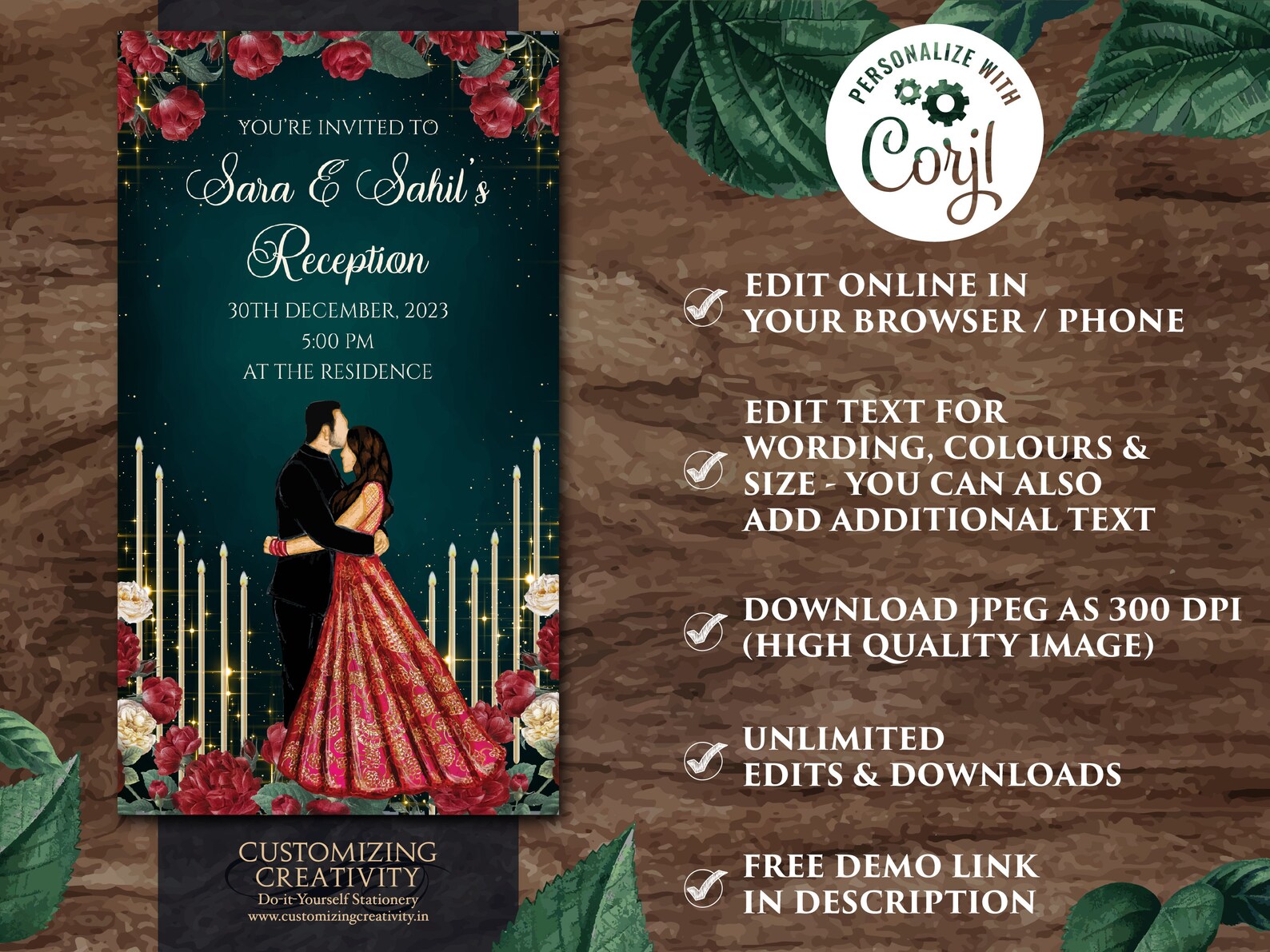 Indian Reception Invitation as Reception Invites Indian - Etsy