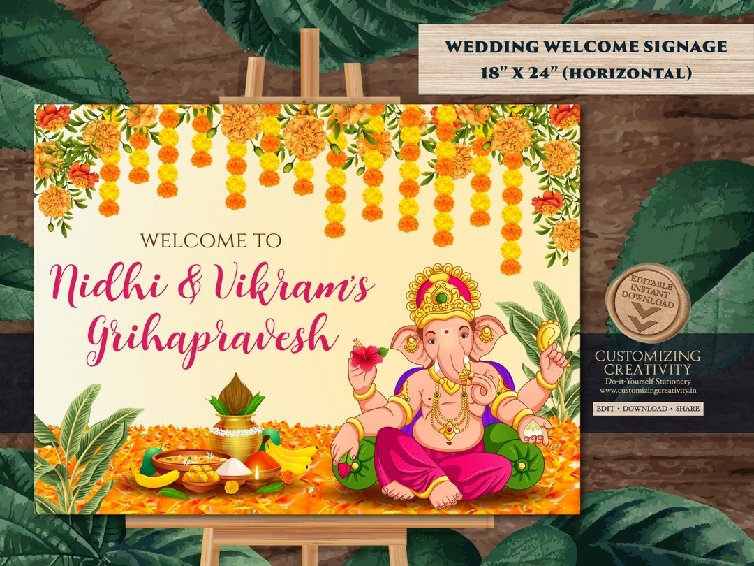 Ganesha Welcome Signs & Ganesh Puja Signs, Grihapravesh Signs as ...